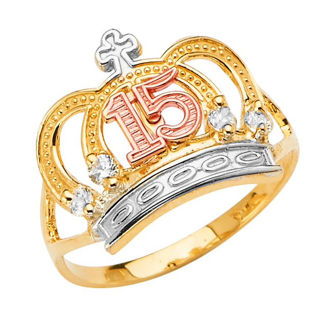 14K 15 YEARS CROWN CZ RING – Blanca's Jewelry